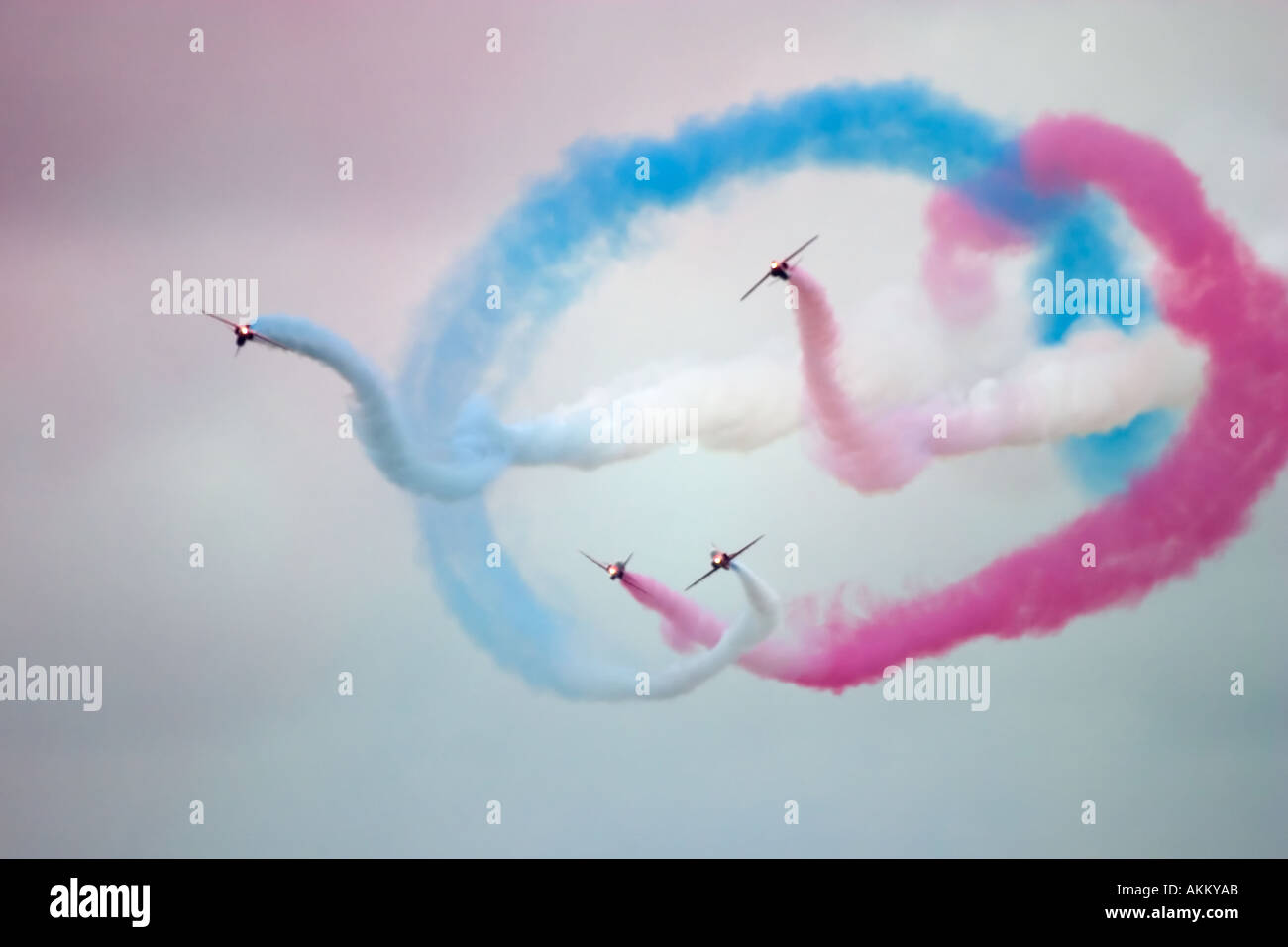 RAF Red Arrows BAE Hawk jet trainer aircraft painting patterns in the ...