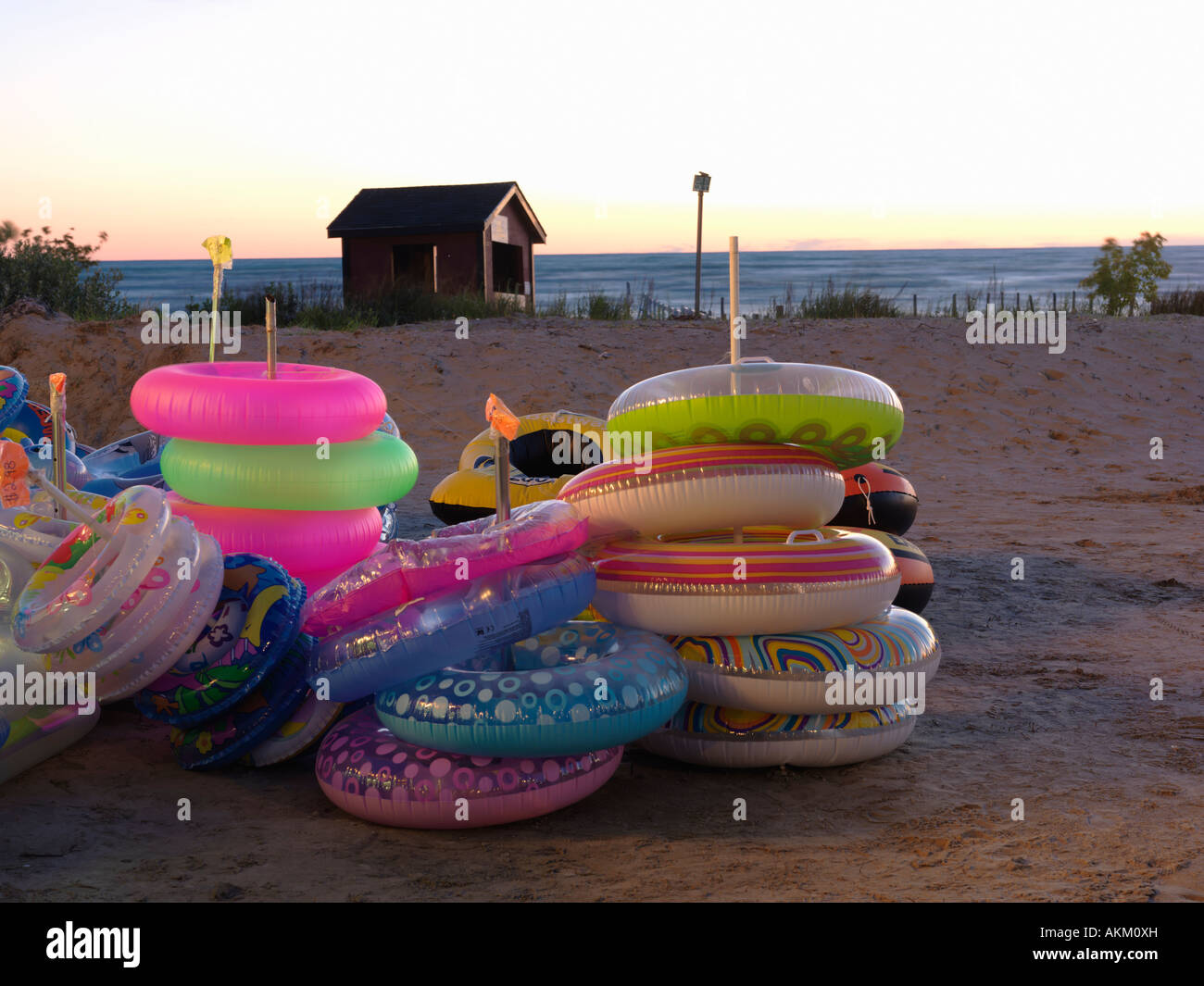 Canada Ontario Sauble Beach beach floatation devices at a beach stand ...