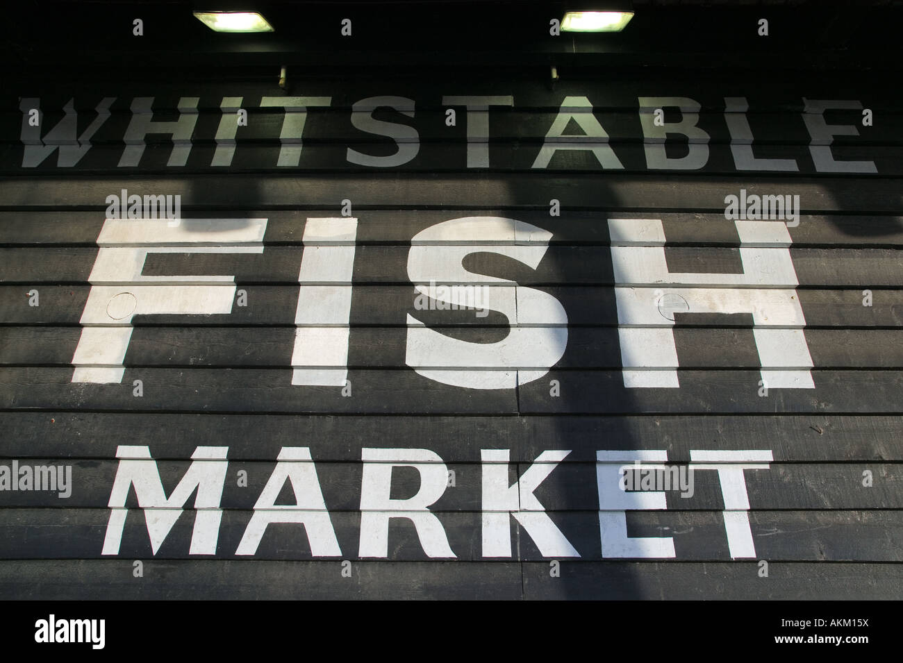 Whitstable Fish Market sign on building exterior Stock Photo - Alamy