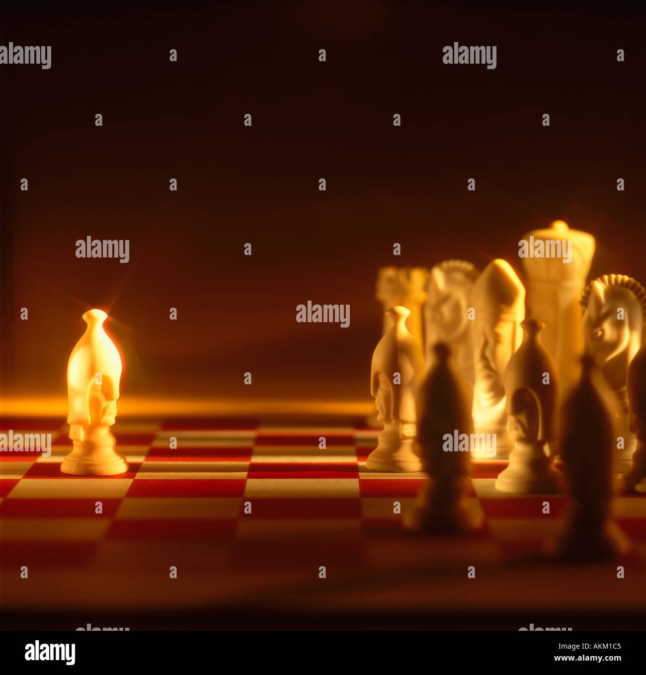 Chess piece faces many others Pawn stands alone Stock Photo - Alamy