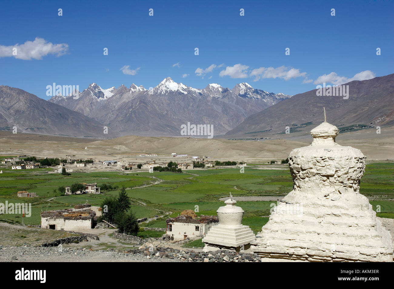 India, Jammu and Kashmir, Zanskar, Zanskar village and the Himalaya ...