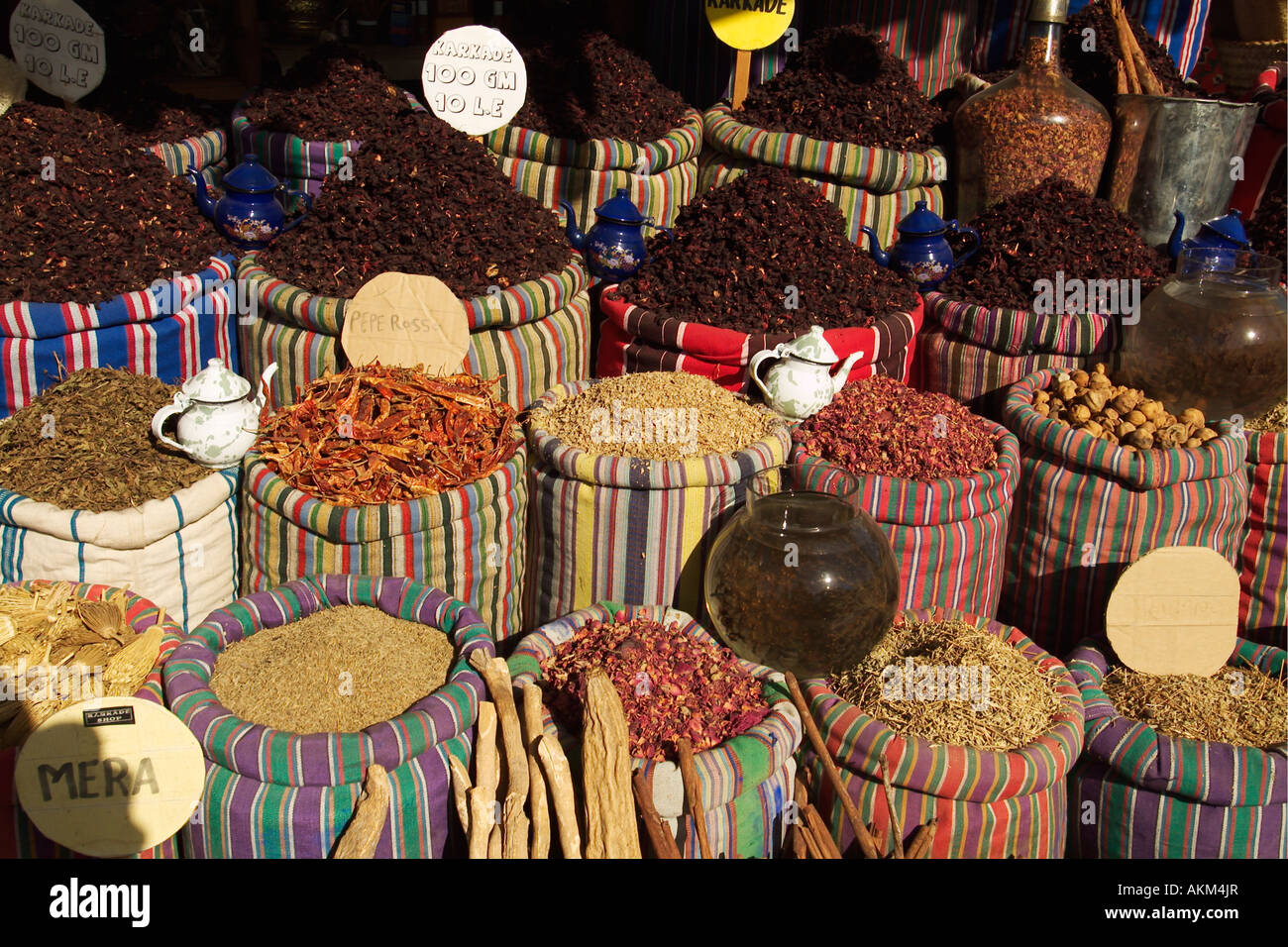 Egypt Sinai peninsula Sharm el Sheikh Spices and herbs stall at Na ama ...