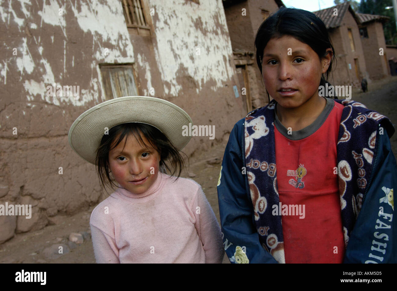 Indian girls in a suburb of Cusco Peru Stock Photo - Alamy