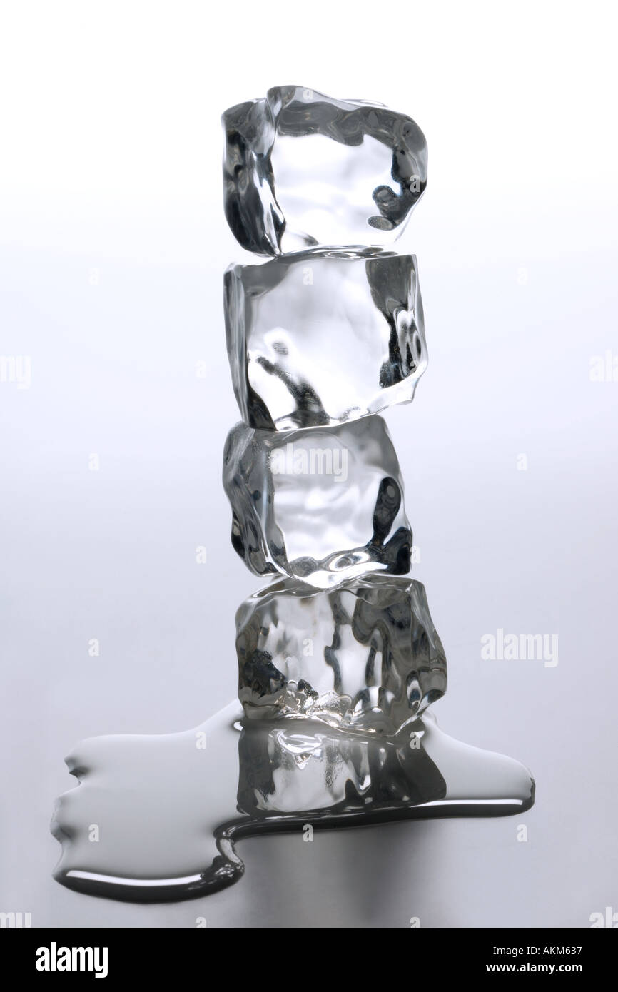 Stacked Ice Cubes Melting