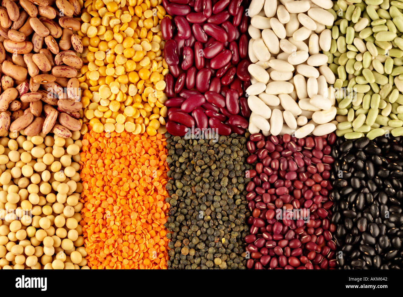 TEN DIFFERENT BEANS AND PULSES ARRANGED IN RECTANGLES Stock Photo - Alamy