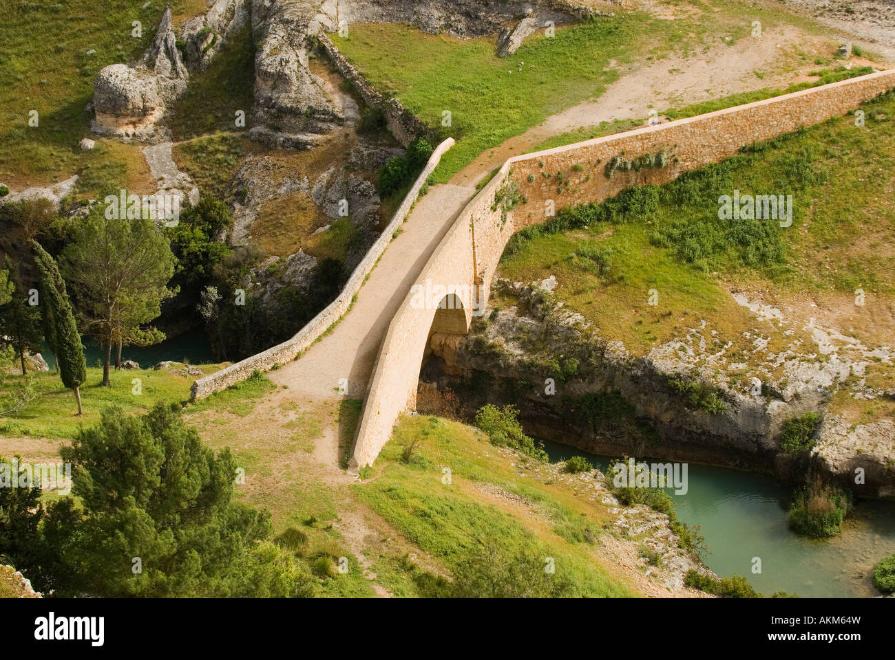 Restored Medieval Stone Bridge leading to the Castle at Alarcón, Cuenca ...