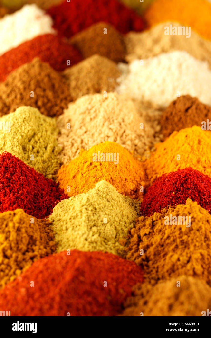 MOUNDS OF DIFFERENT MIXED SPICES Stock Photo - Alamy