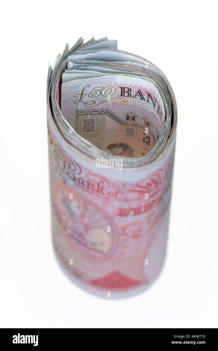 Roll of fifty pound notes Stock Photo - Alamy