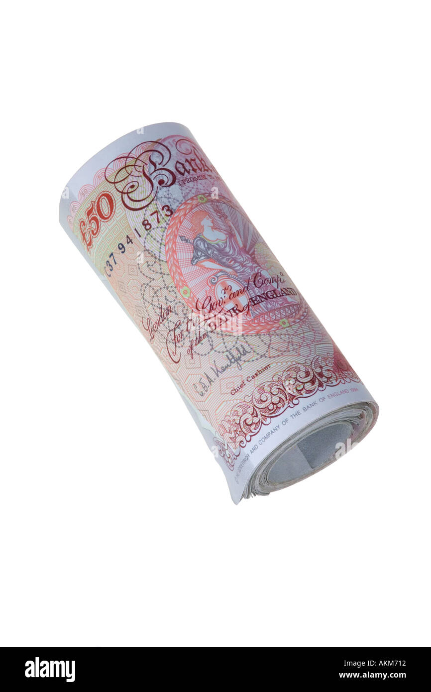 Roll of fifty pound notes Stock Photo - Alamy