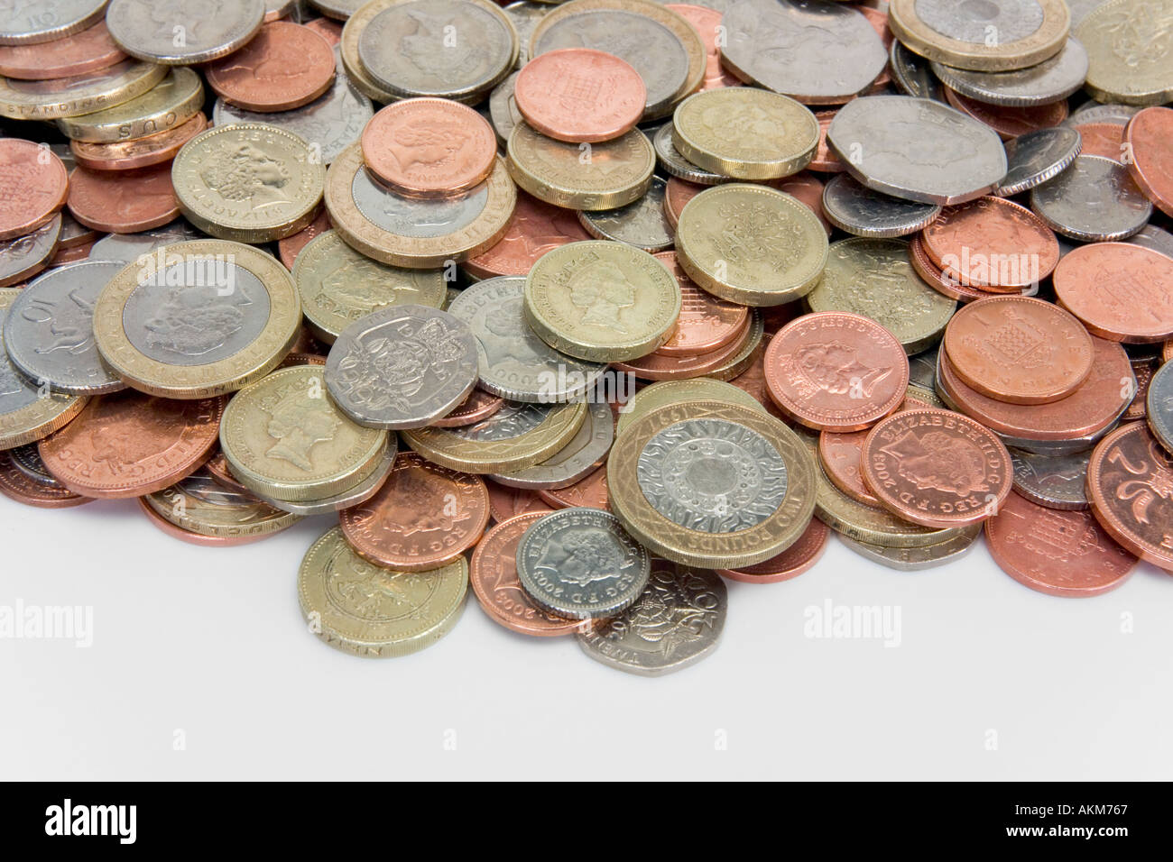 Pile of UK coins Stock Photo - Alamy