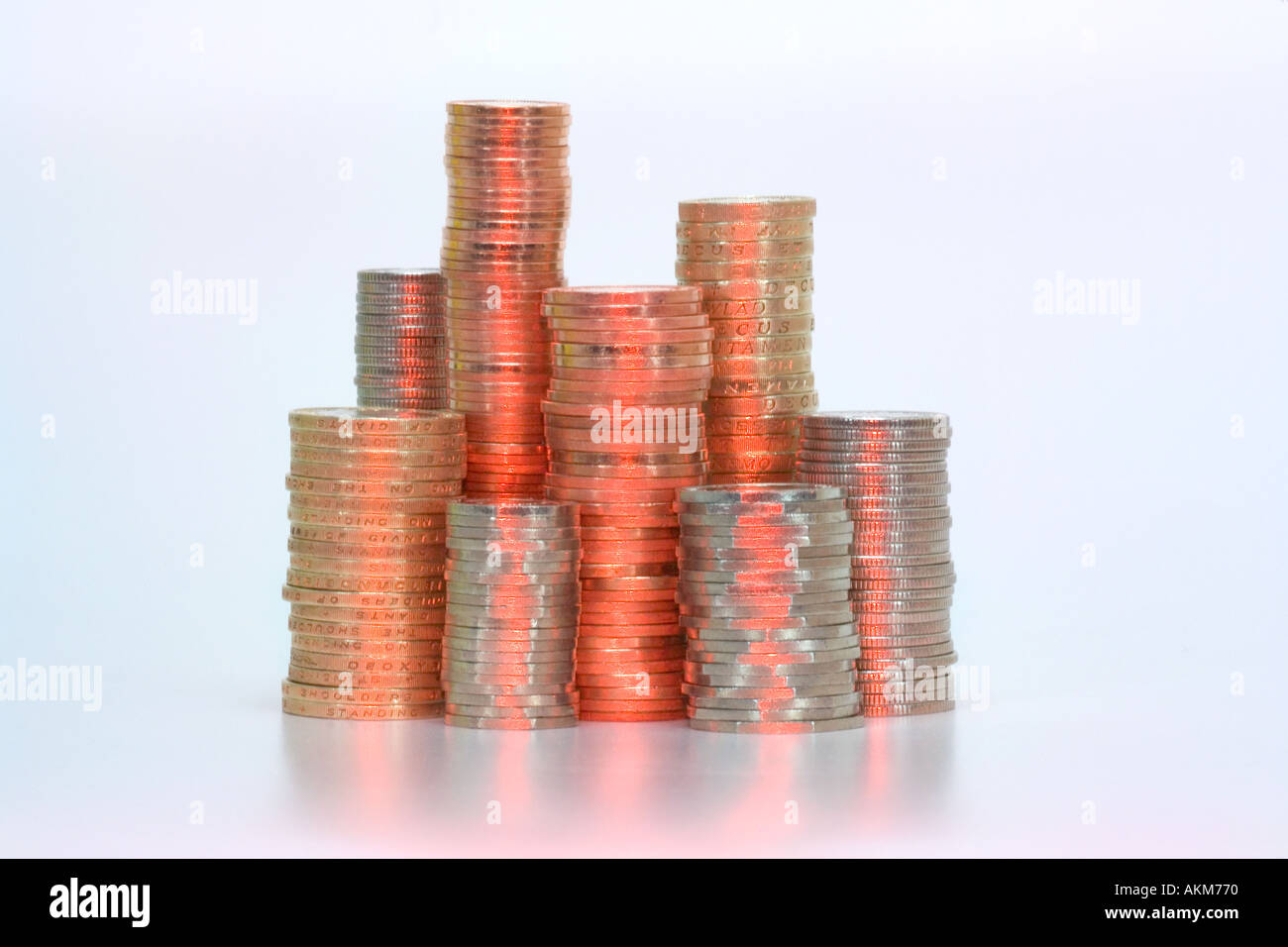 Stacks of British coins Stock Photo - Alamy