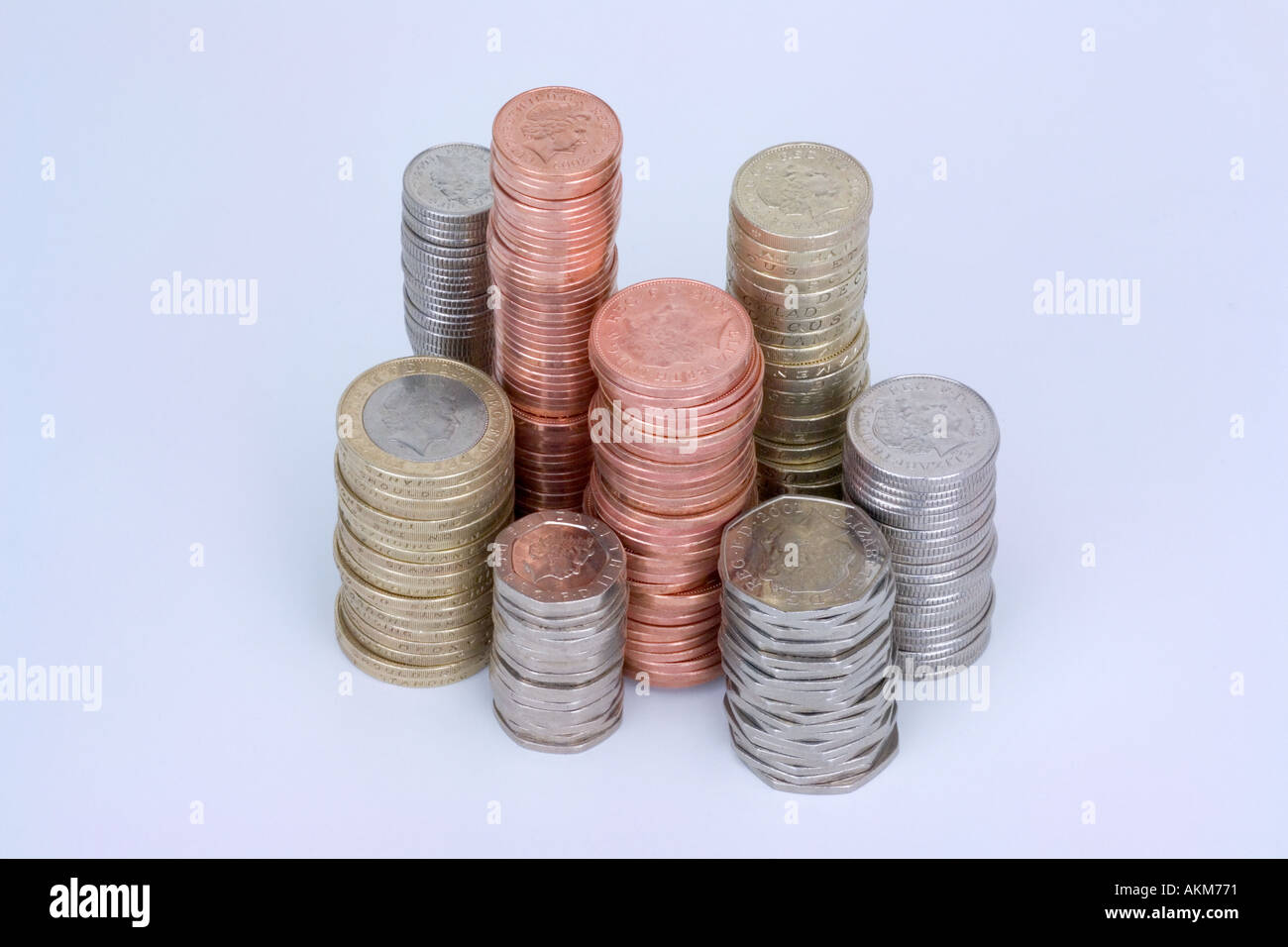 Stacks of British coins Stock Photo - Alamy
