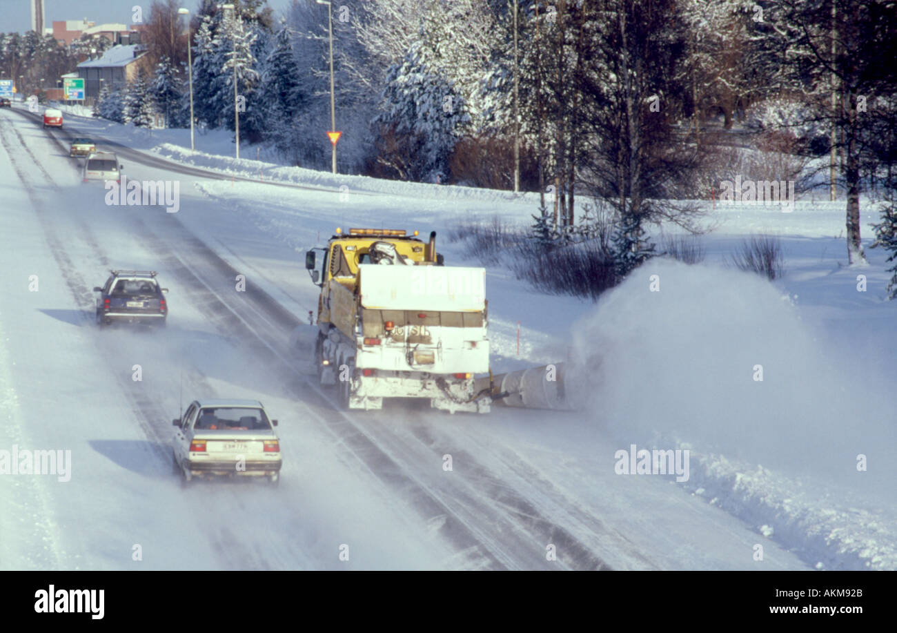Snowplough clearing highway hi-res stock photography and images - Alamy