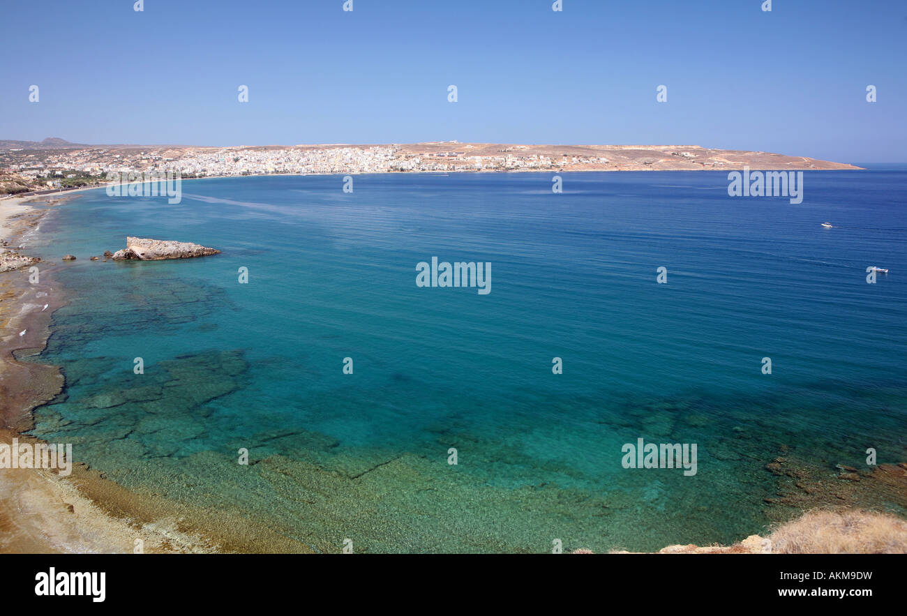 Wide angle view across Sitia Bay Crete with Sitia itself the capital of ...