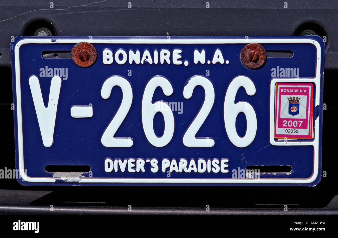 Bonaire car number plate Netherlands Antilles Bonaire Caribbean Sea ...