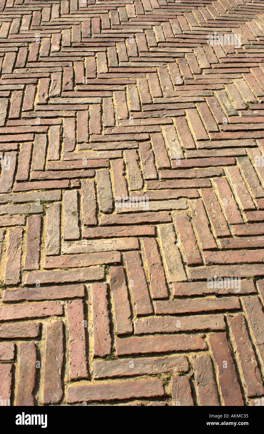 Red brick paving in the Piazza del Campo Siena Italy Stock Photo - Alamy