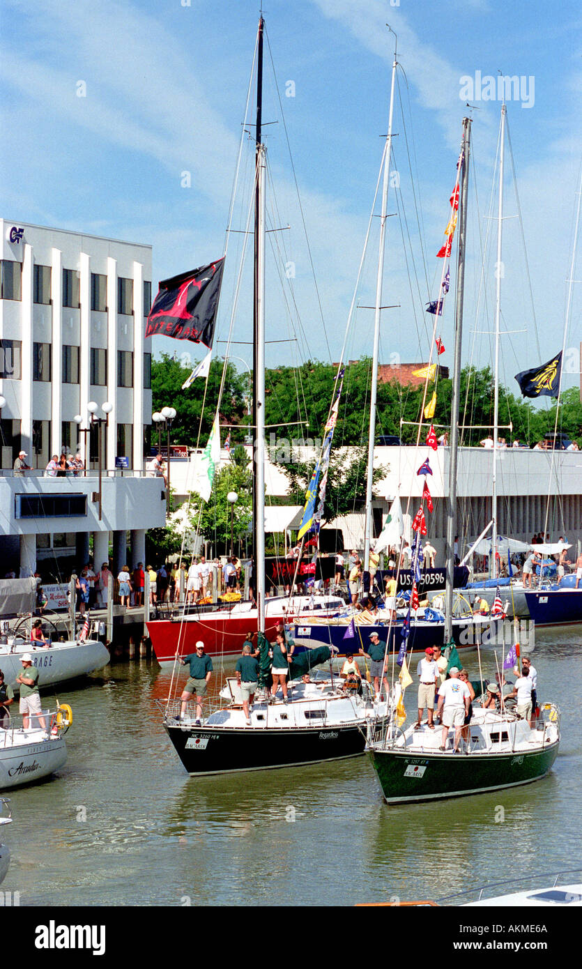 Sailboat festivities the day before the sailboat race from Port Huron ...