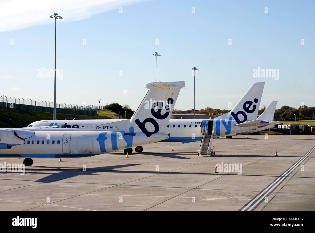 Flybe aircraft at Birmingham International Airport, England, UK Stock ...