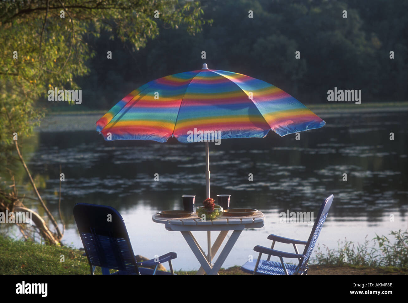 Table by Lake Stock Photo - Alamy