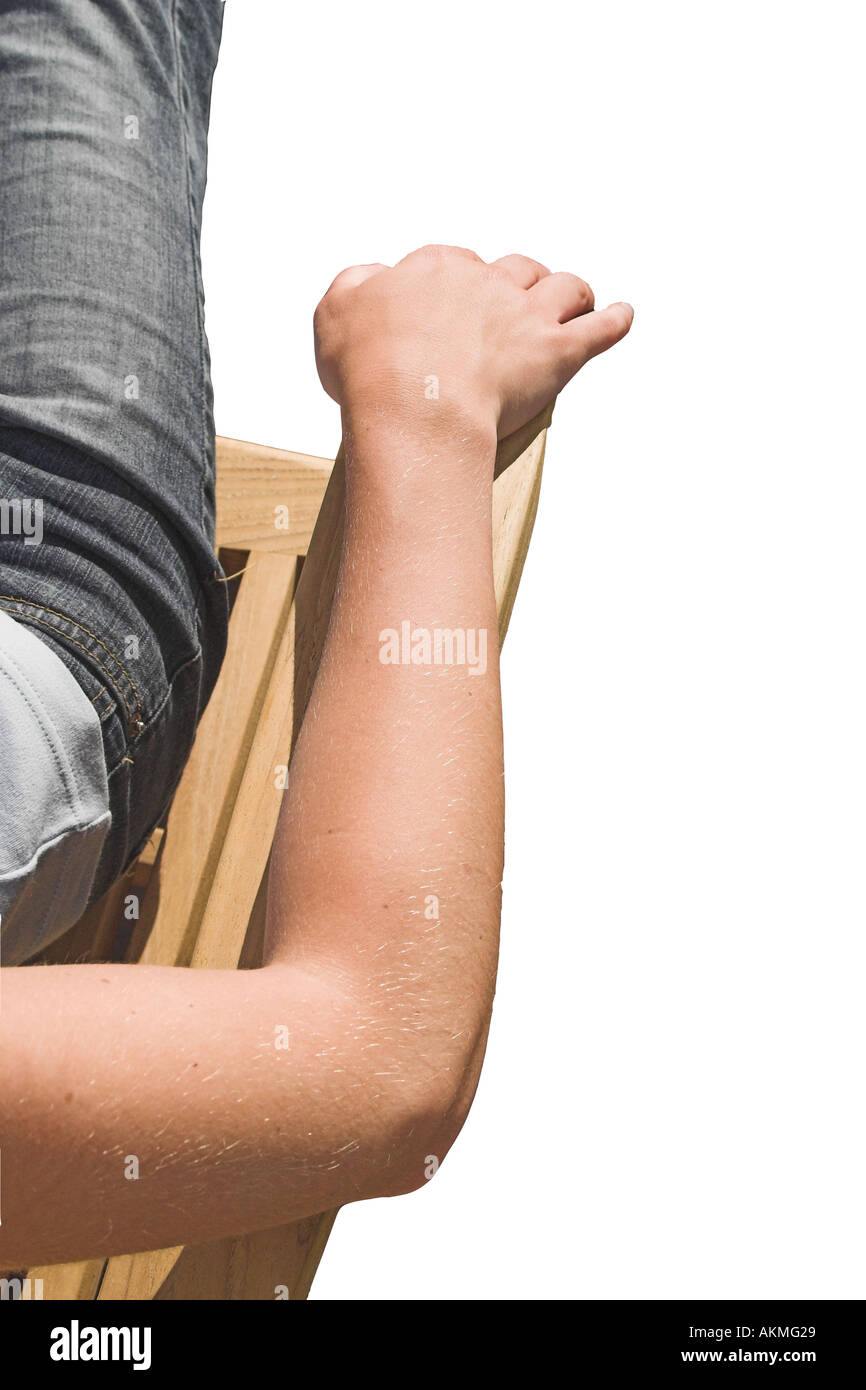 girl resting on a chair Stock Photo - Alamy