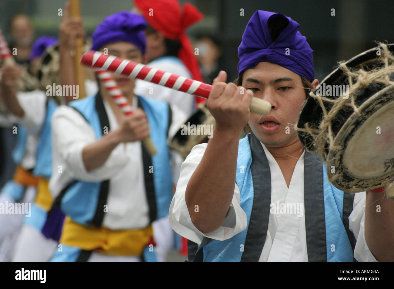 Okinawa Eisa Japanese drummers at the London Thames Festival 2005 Stock ...