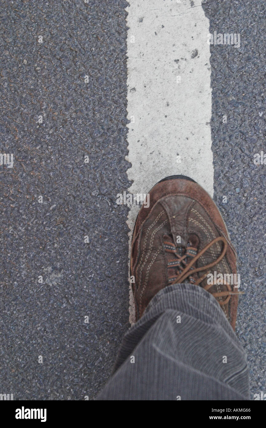 walking along a line Stock Photo - Alamy