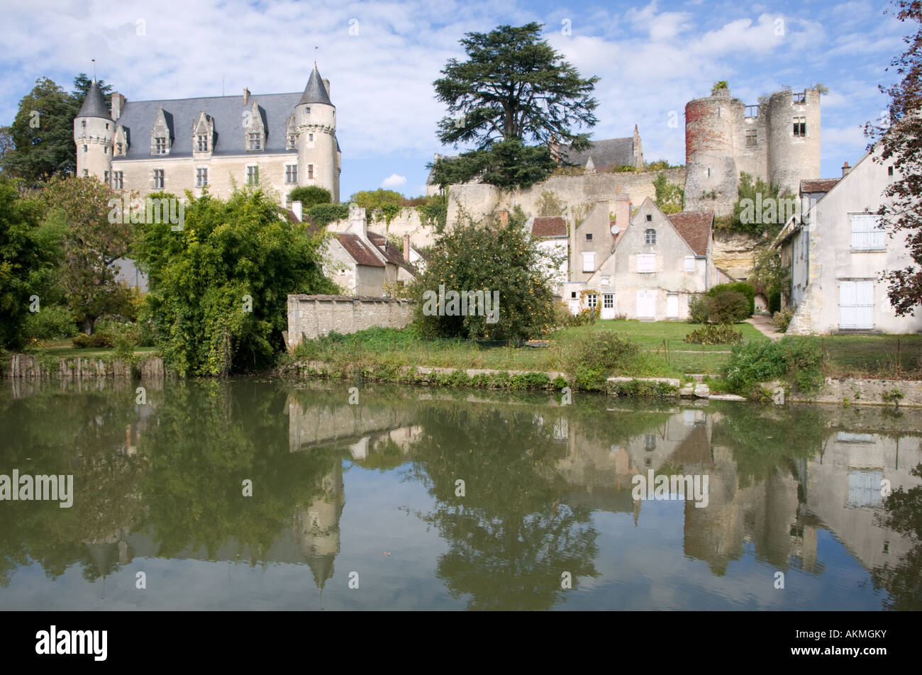 The Chateaux and old houses at Montresor, taken across the Indrois ...