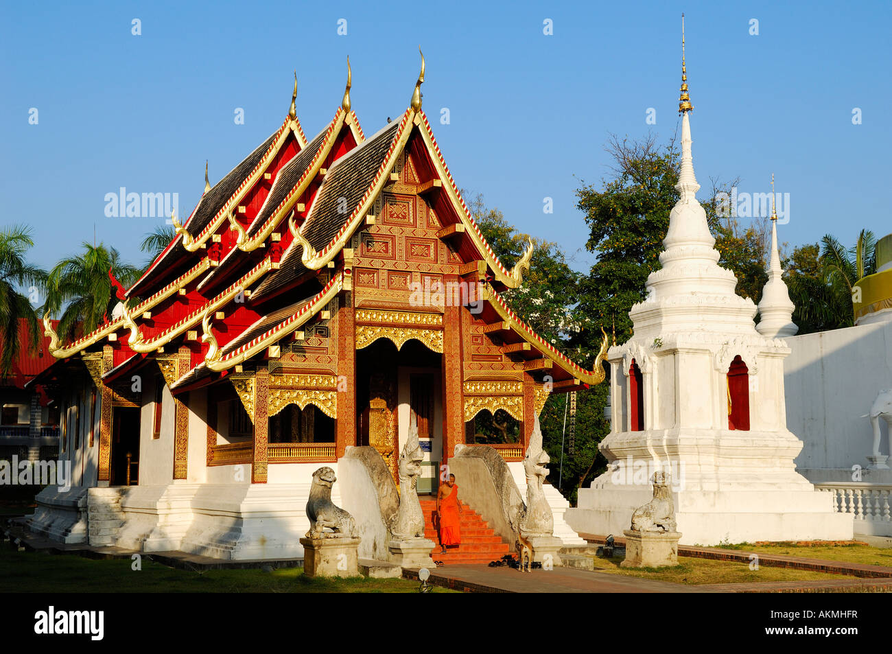 Thailand, Chiang Mai Province, Chiang Mai, Wat Phra Sing temple Stock ...
