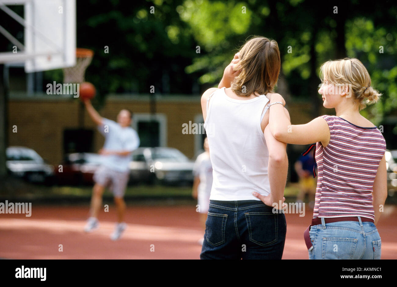 Germany Free time Two women are watching a basketball match Stock Photo ...