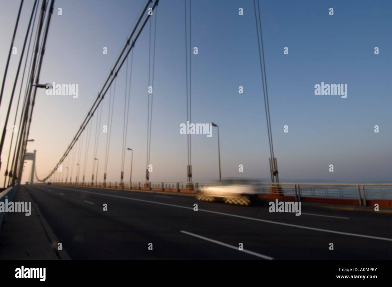 Passing Car on Suspended bridge Stock Photo - Alamy