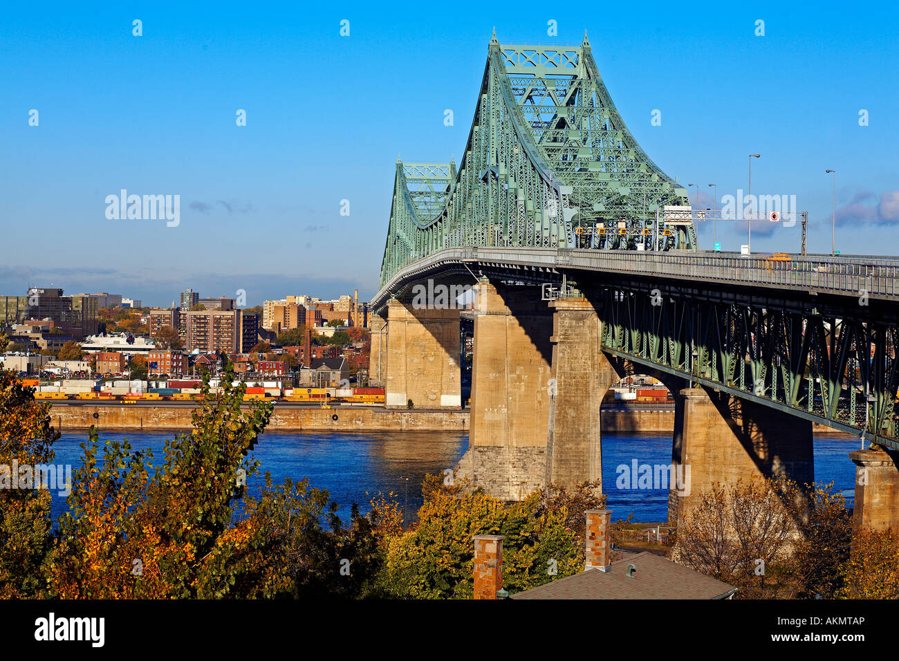 Canada, Quebec Province, Montreal, Jacques Cartier Bridge on Saint ...
