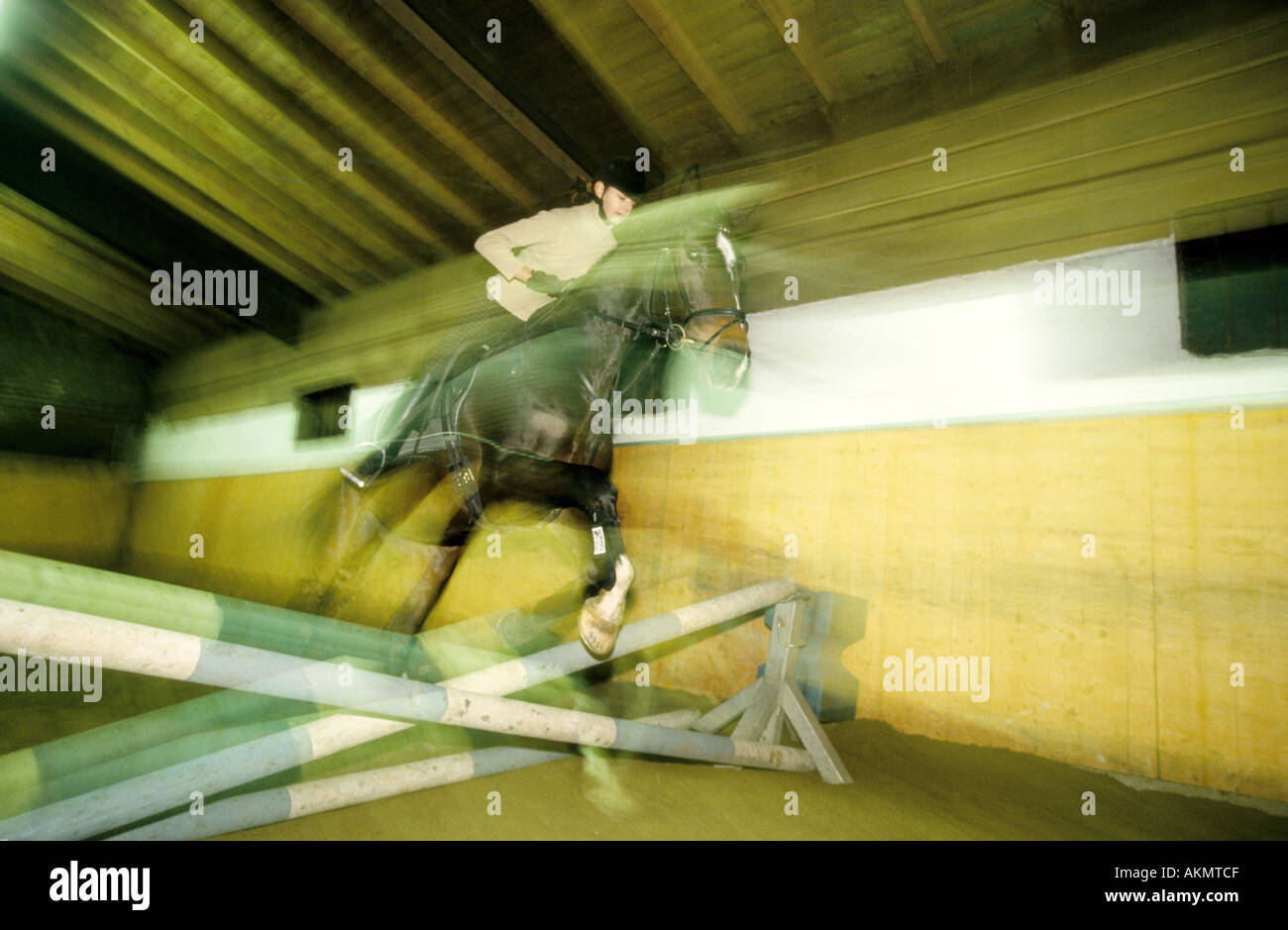 Boy with horse in riding hall hi-res stock photography and images - Alamy