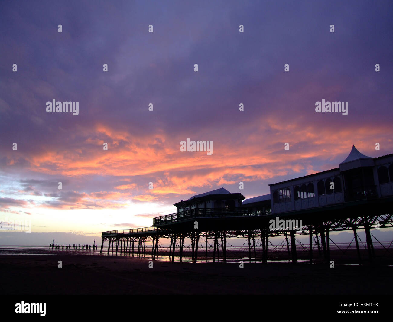 St Annes pier at sunset. Lytham St Annes, Lancashire, England Stock ...