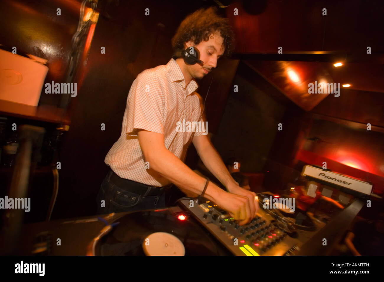 DJ playing record in the nightclub Roxy at Naschmarkt Vienna Austria ...