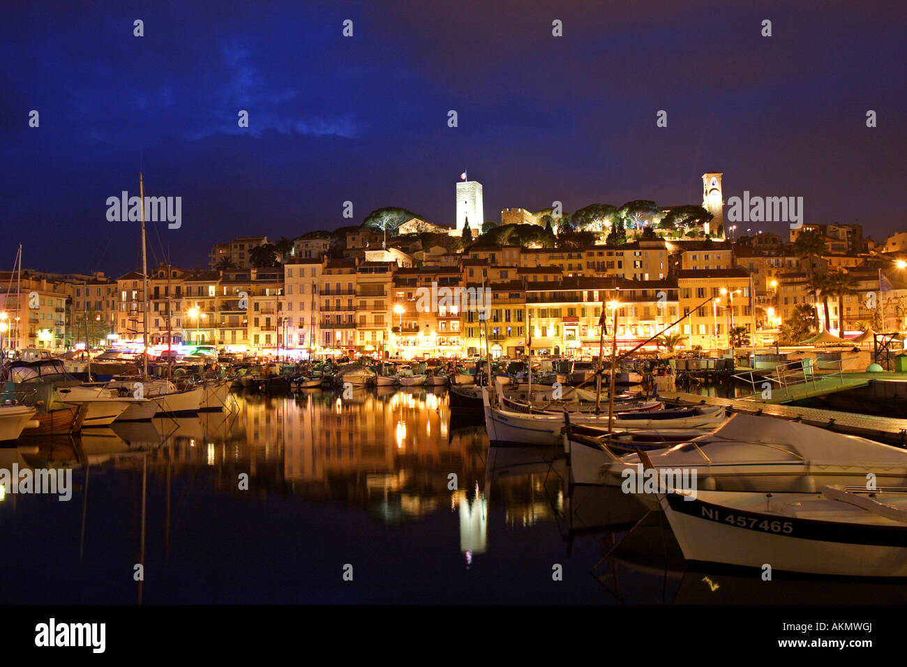 France, Alpes Maritimes, Cannes, harbour and old Cannes, Suquet ...