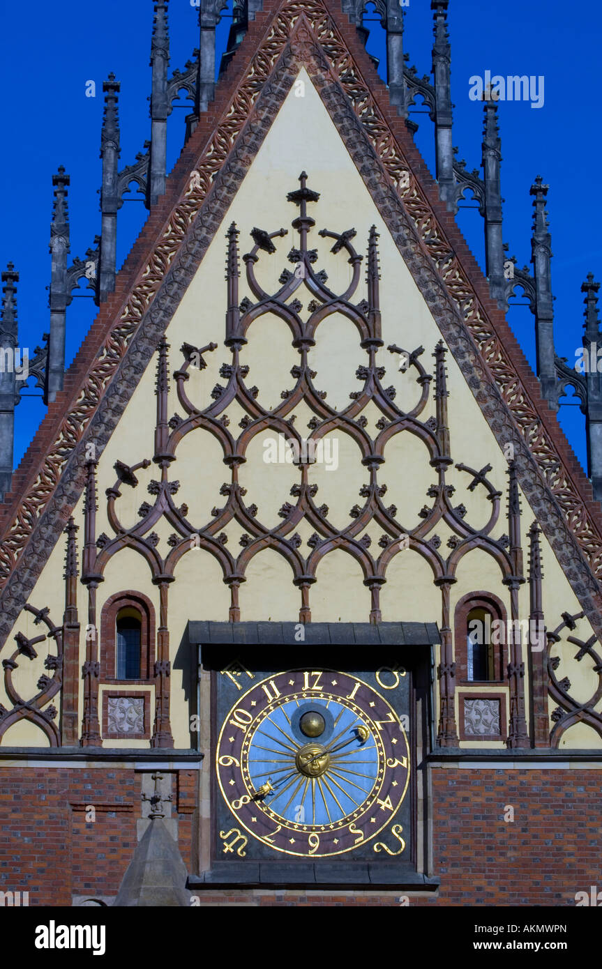 Sundial on Town Hall Main Square Old Town Wroclaw Poland Stock Photo ...