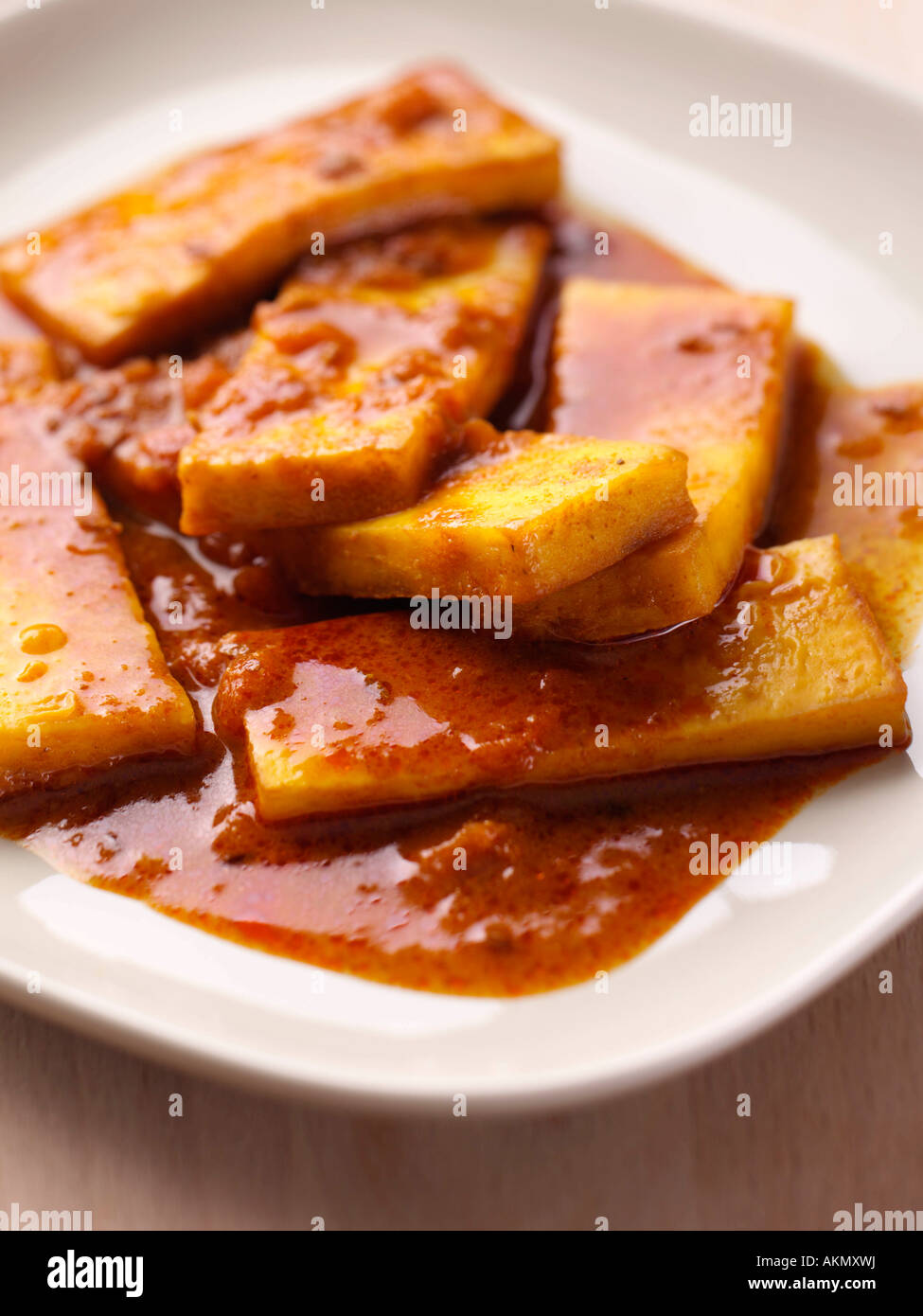 A dish of spicy Indian Paneer sauteed cheese editorial food Stock Photo ...