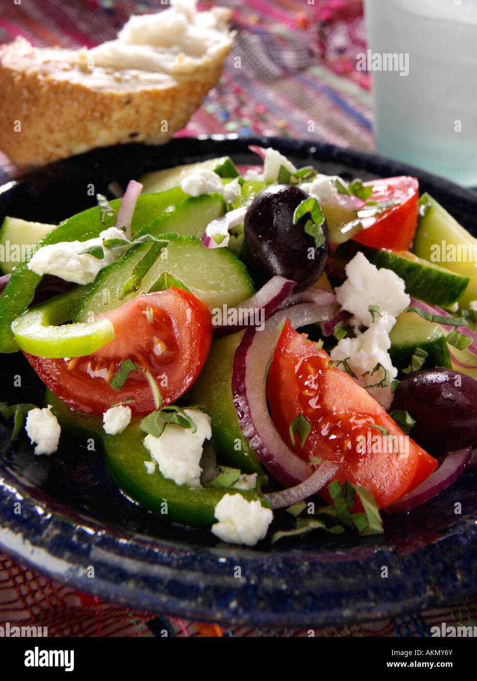 A dish of Greek salad classic editorial food Stock Photo - Alamy