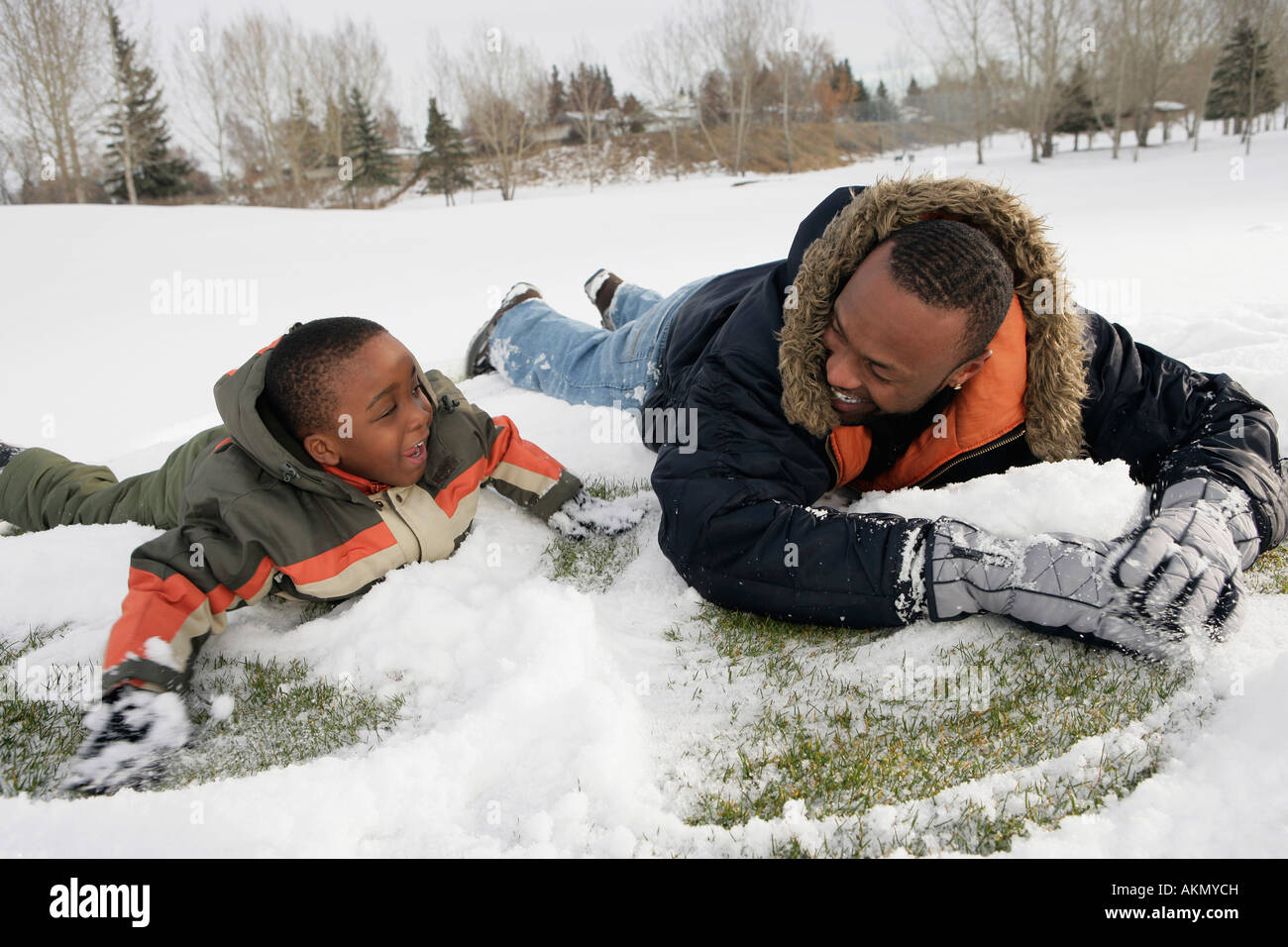 African american kid snow angel hi-res stock photography and images - Alamy