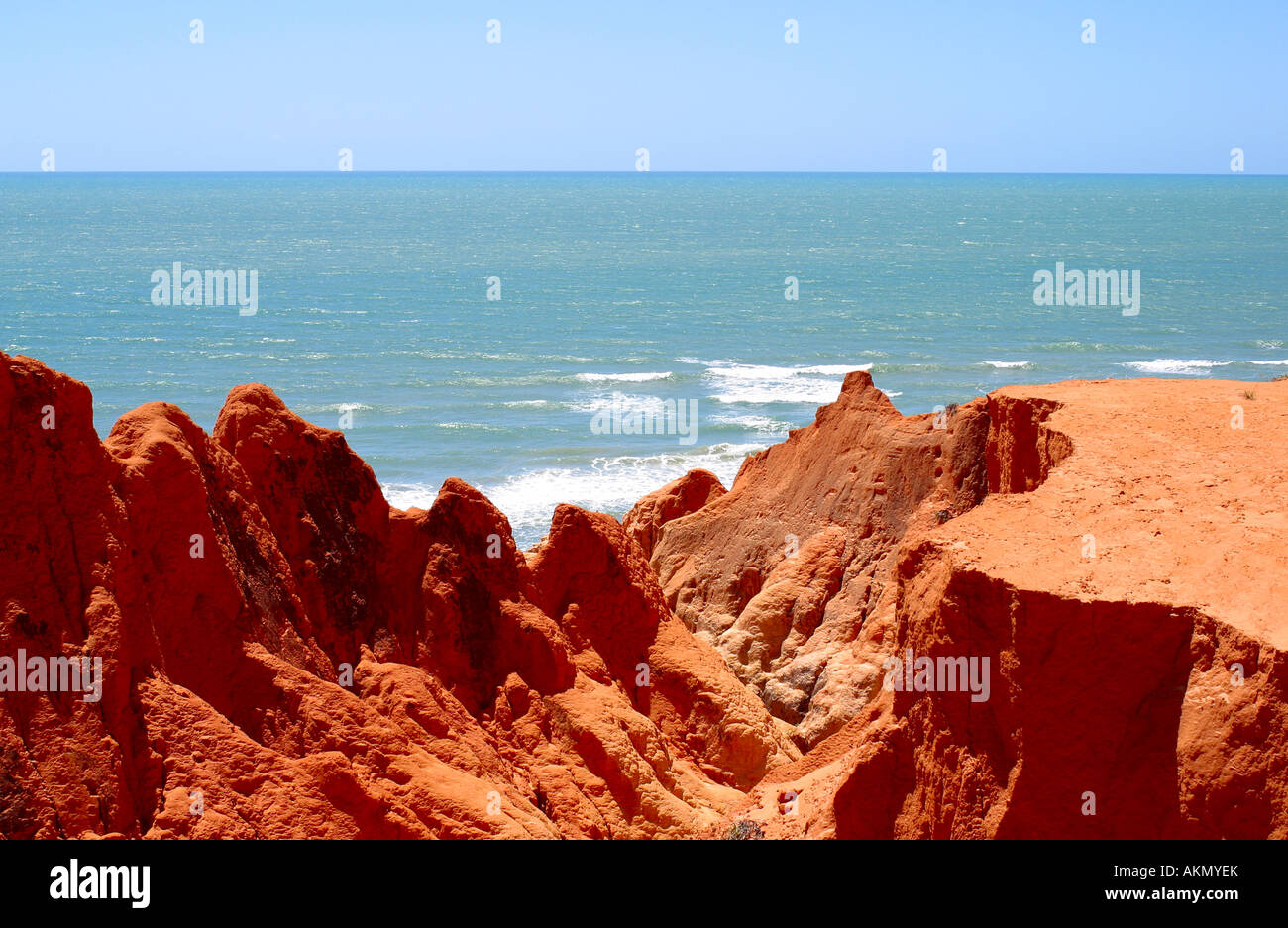 Colorful red sanstone formations at Canoa Quebrada Ceara Brazil South ...