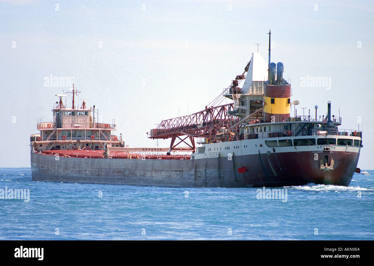 Lake freighter enters the St Clair River at the mouth of Lake Huron at ...