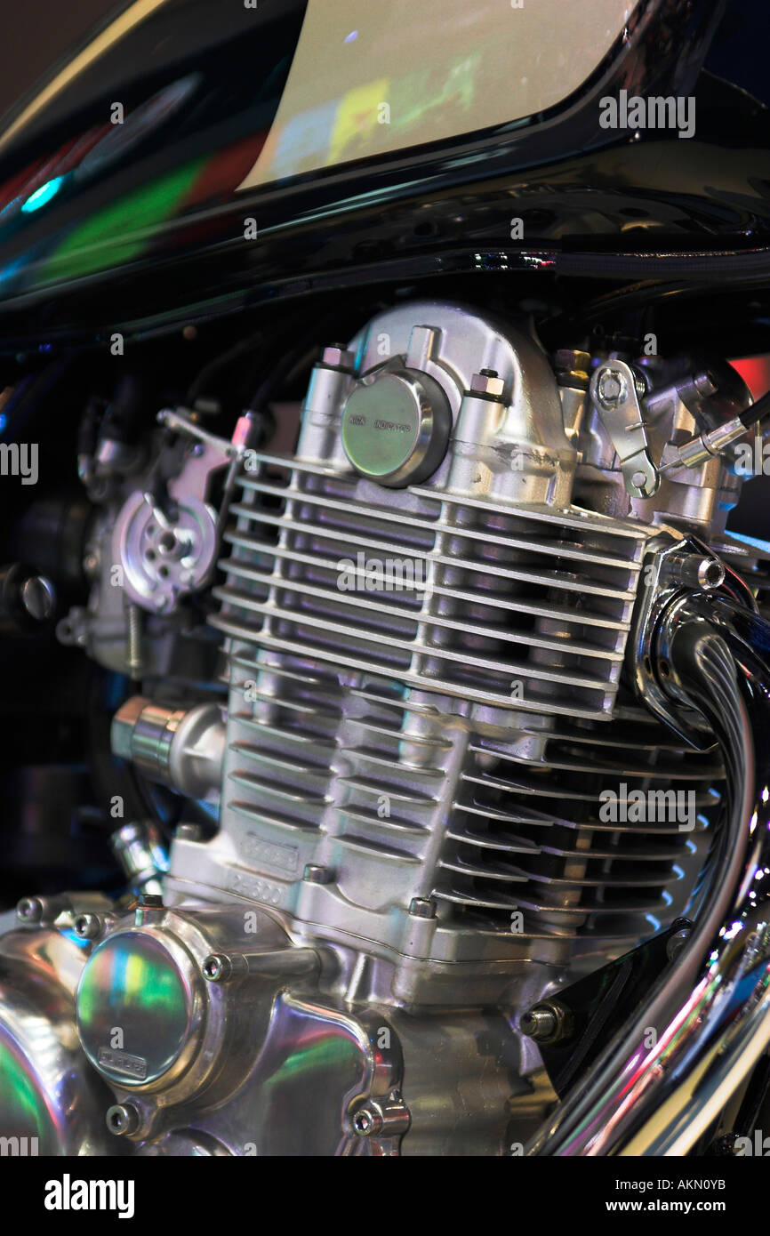 Motocycle engine close up in Thailand motorshow Stock Photo - Alamy