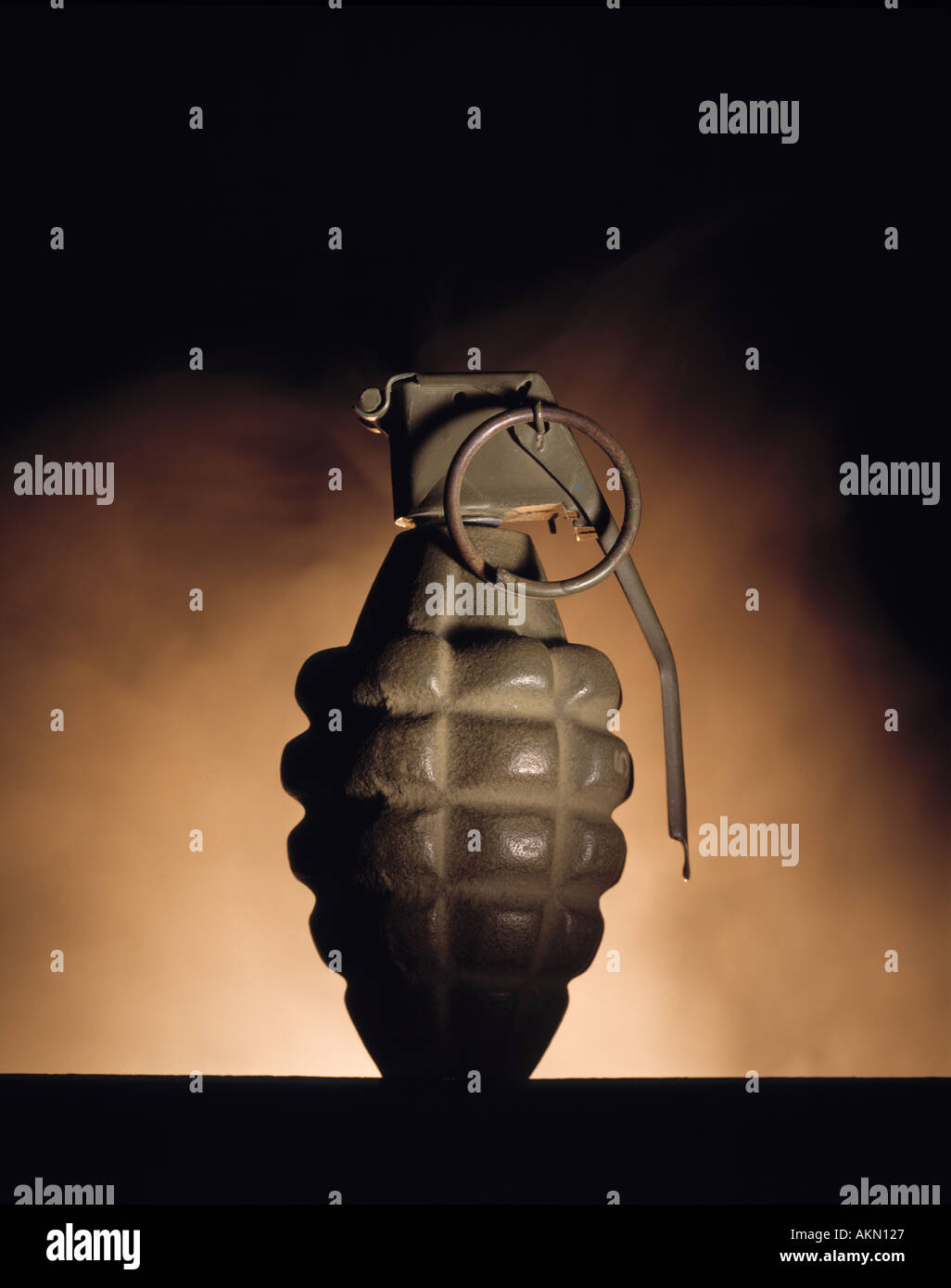 Gernade with smoke background Stock Photo - Alamy