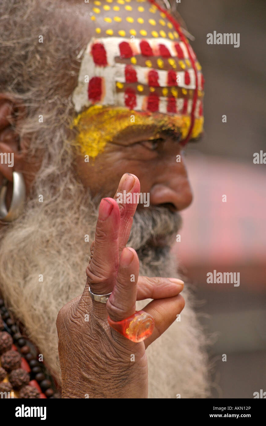 Holy man sadhu hand up hi-res stock photography and images - Alamy