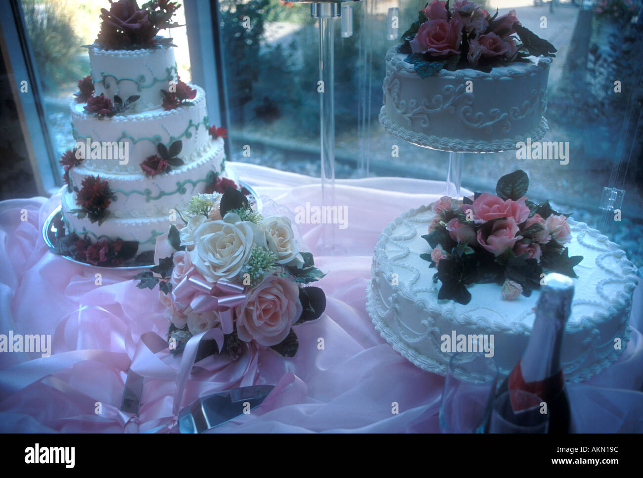 Cakes on display Stock Photo - Alamy