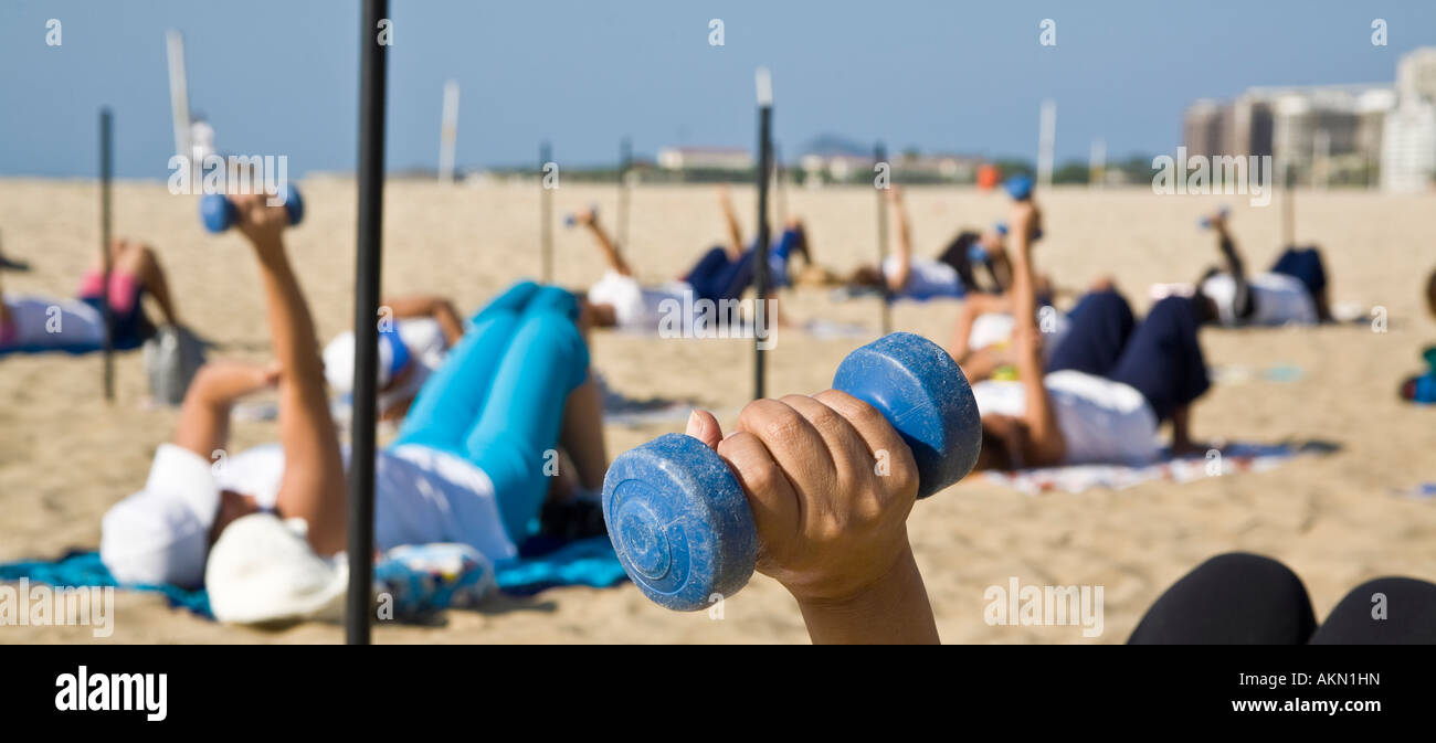 Gym class at Copacabana beach in the morning Rio de Janeiro Brazil ...