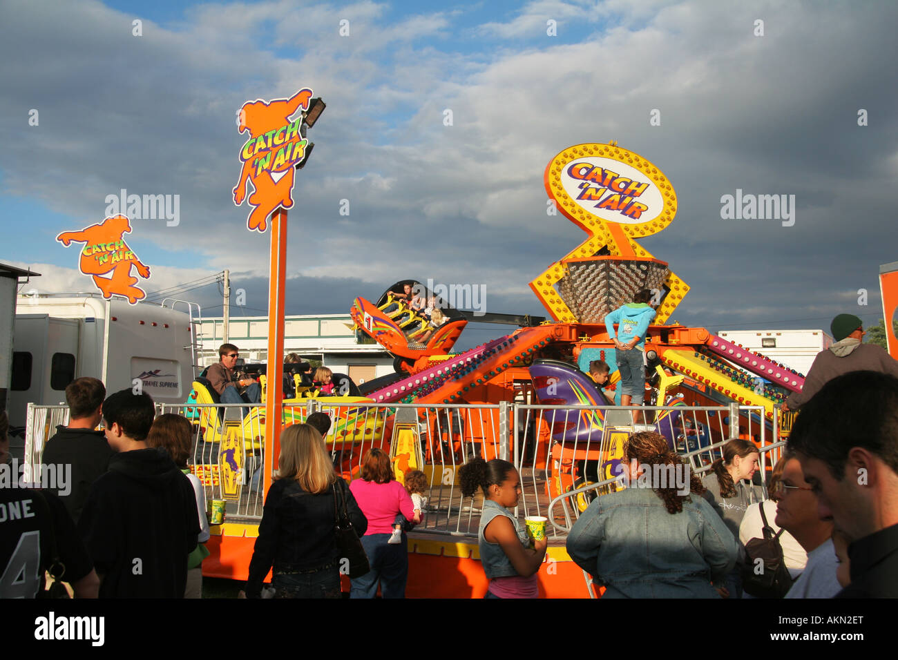 Carnival Ride Catch N Air People loading onto ride Canfield Fair ...