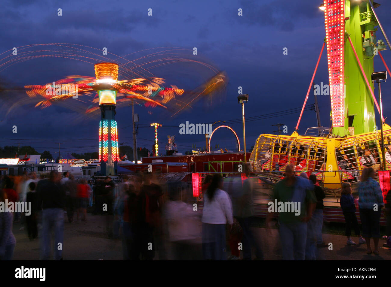 Carnival Rides at Dusk Canfield Fair Mahoning County Fair Canfield Ohio ...