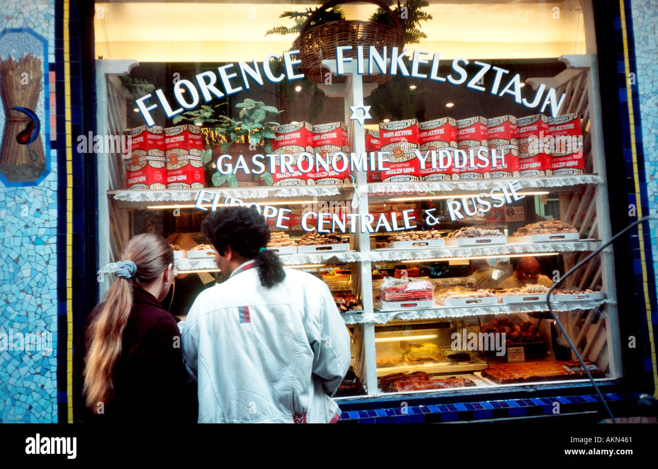 Paris France, Couple Looking Shop Front Window Shopping, Yiddish Foods ...