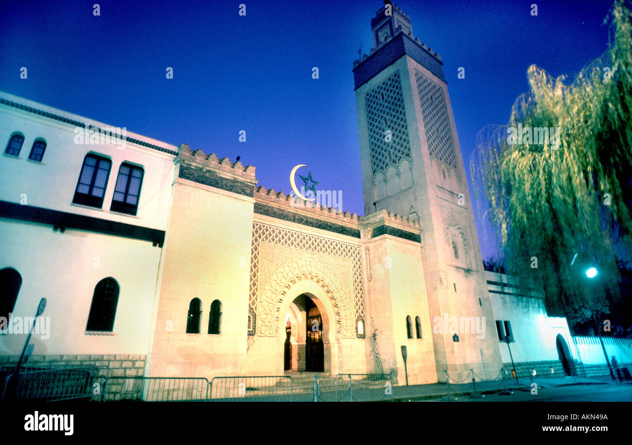 Muslim, Mosque in "Paris France" "Lit up" at Night, Place of Worship ...